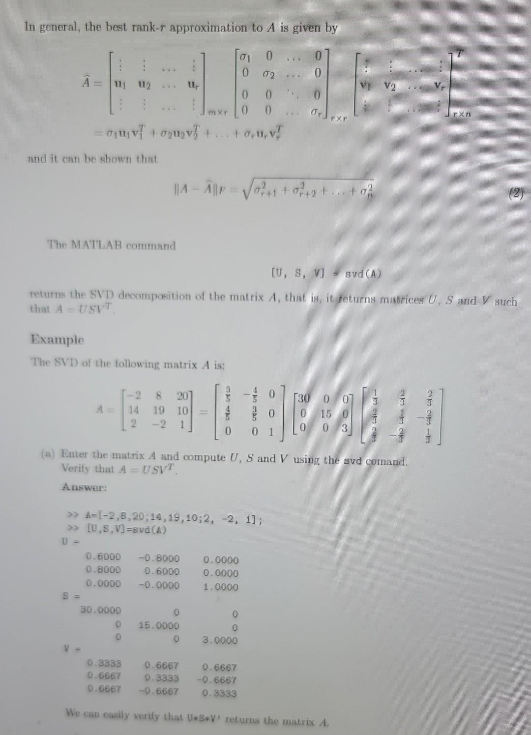 Solved Introduction Let A be an m×n matrix (m≥n). Then A can | Chegg.com