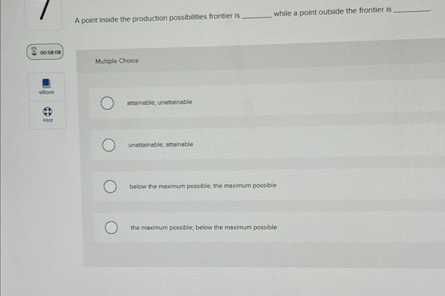 Solved A point inside the production possibilities frontier | Chegg.com