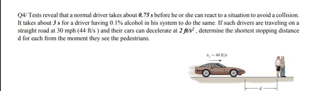 Solved Q4/ Tests reveal that a normal driver takes about | Chegg.com