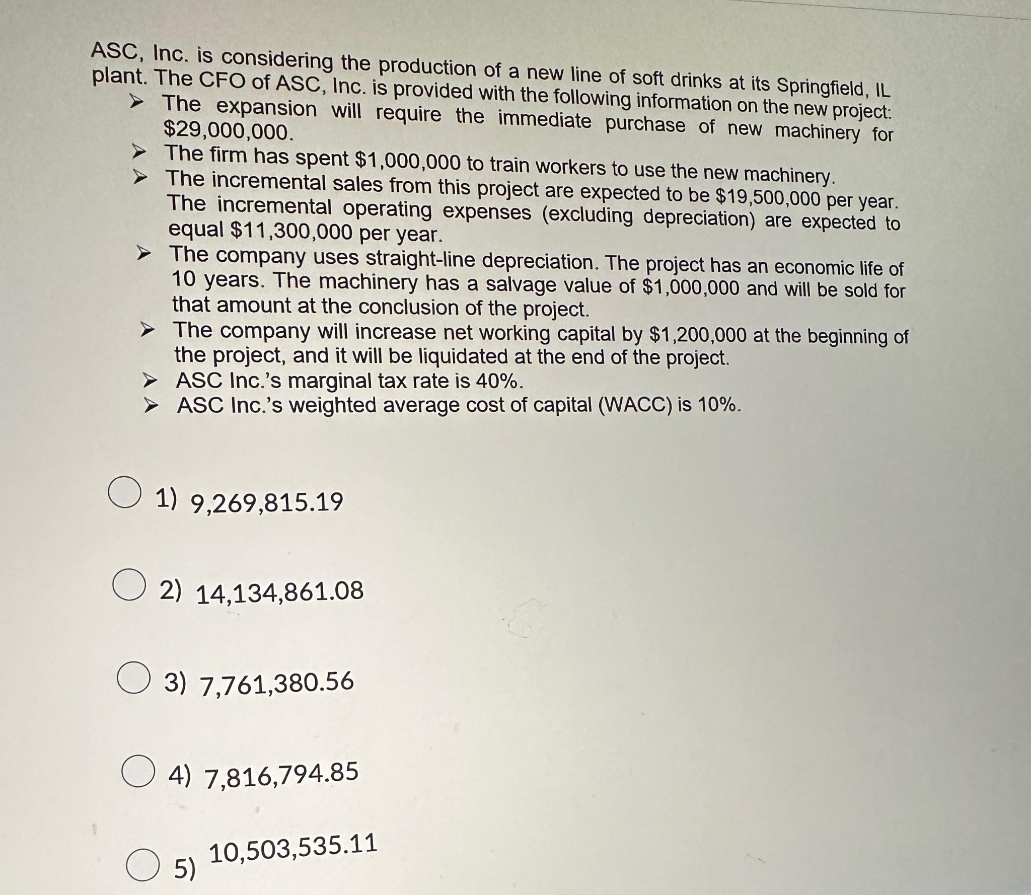 Solved Given the data in the following table the NPV of this | Chegg.com