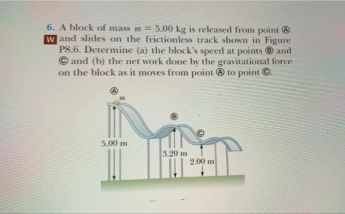 Solved 6. A block of mass m = 5,00 kg is released from point | Chegg.com
