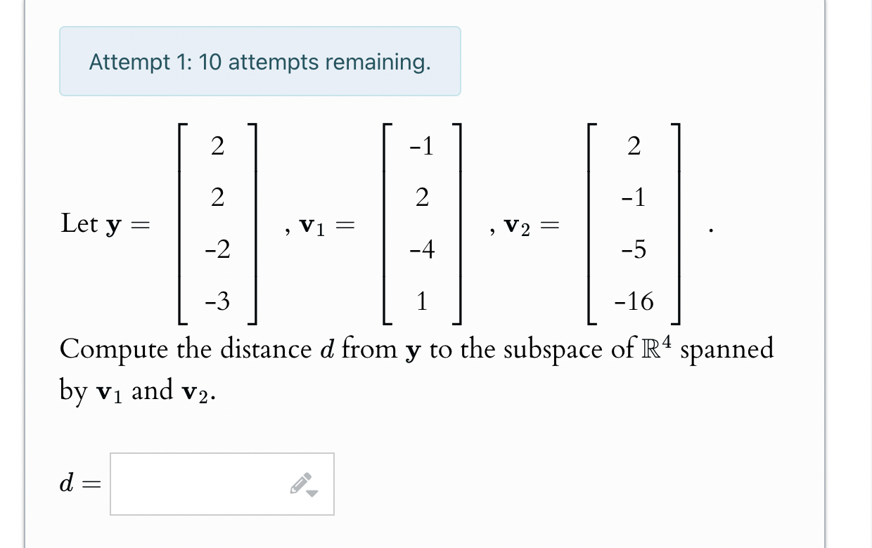 Solved Attempt 1: 10 ﻿attempts remaining.Let | Chegg.com