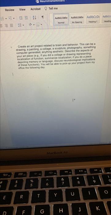 Solved 1. Create an art project related to brain and | Chegg.com