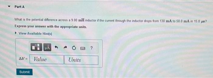 Solved What is the potential difference across a 9.00mH | Chegg.com