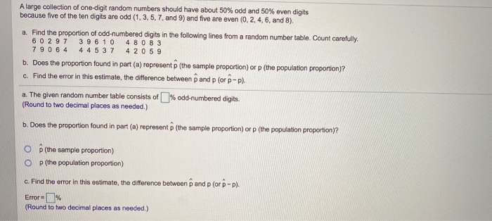 Solved A Large Collection Of One Digit Random Numbers Should