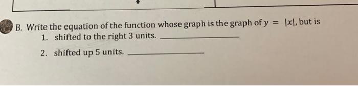 Solved B. Write the equation of the function whose graph is | Chegg.com