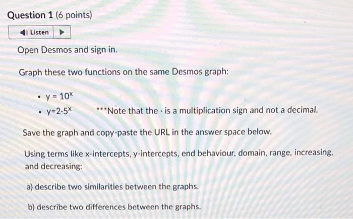 Solved Open Desmos and sign in. Graph these two functions on | Chegg.com