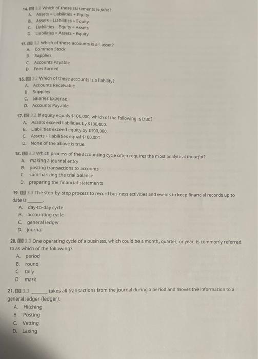 Solved 1. 60 3.1. That a business may only report activities | Chegg.com