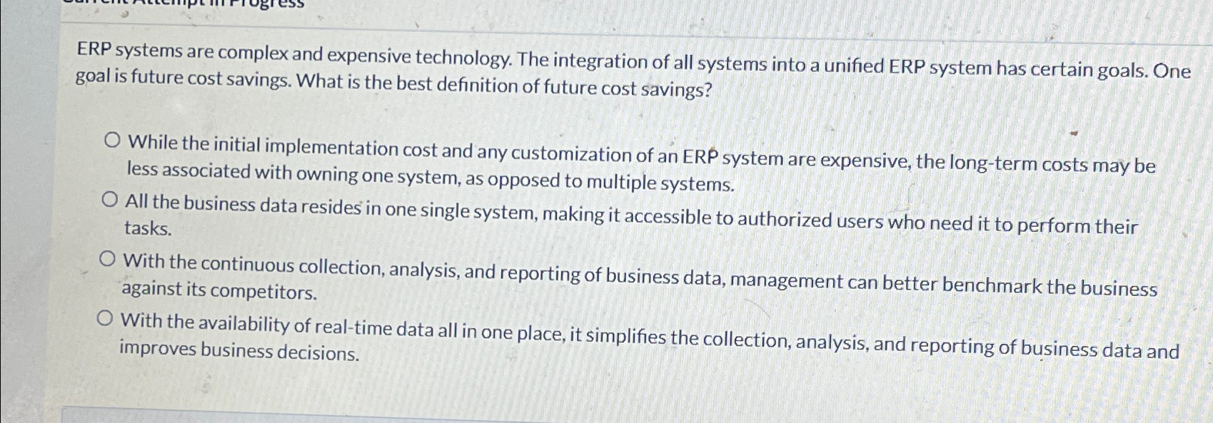 Solved ERP systems are complex and expensive technology. The | Chegg.com