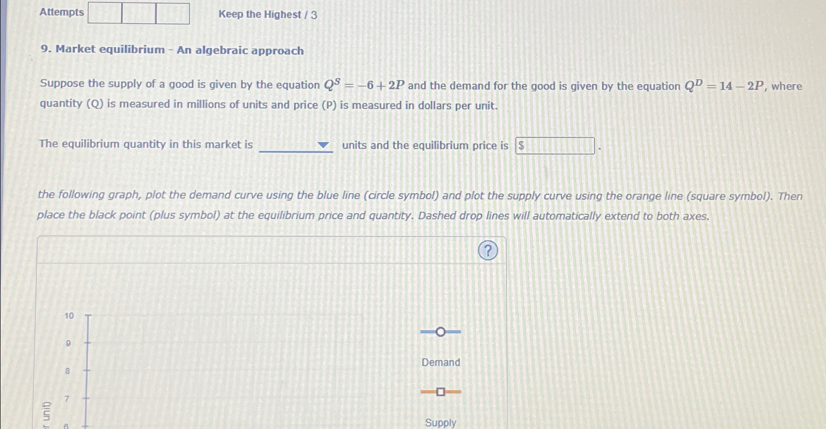 Solved AttemptsKeep the Highest / 39. ﻿Market equilibrium - | Chegg.com