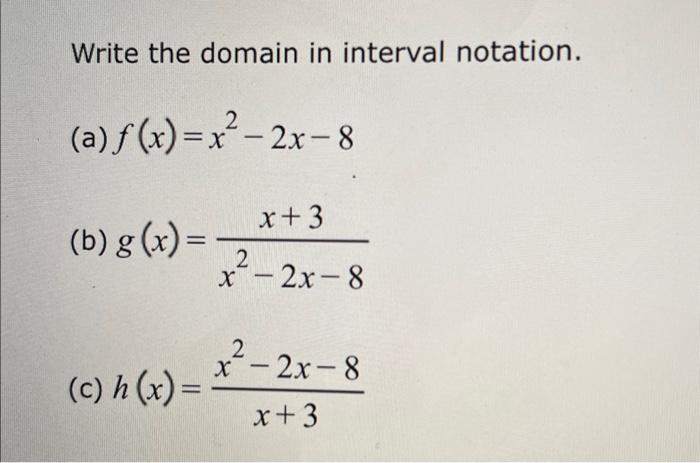 Solved Write the domain in interval notation. (a) | Chegg.com