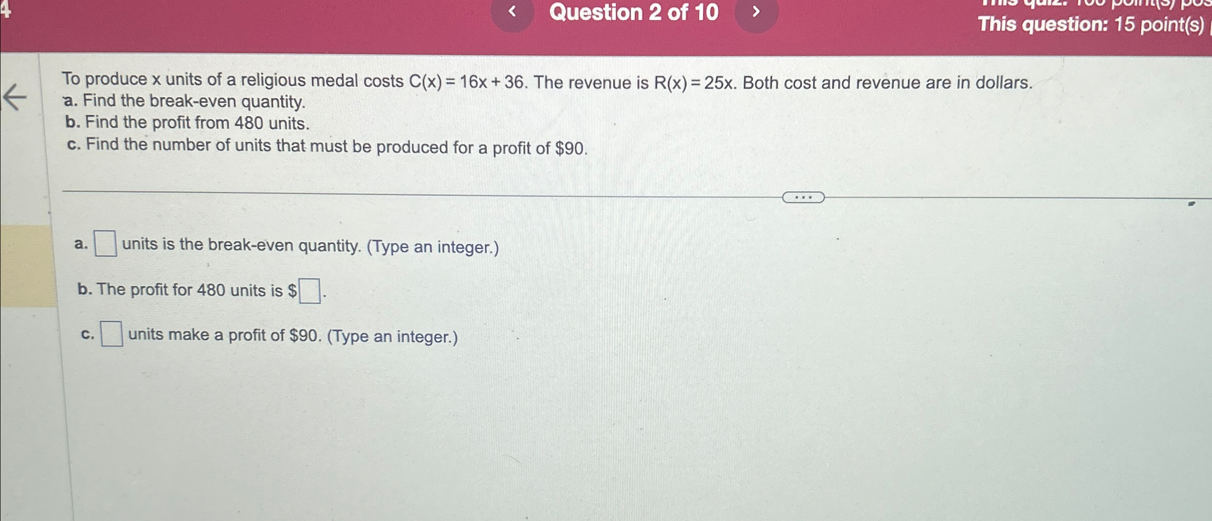Solved Question 2 ﻿of 10This question: 15 ﻿point(s)To | Chegg.com