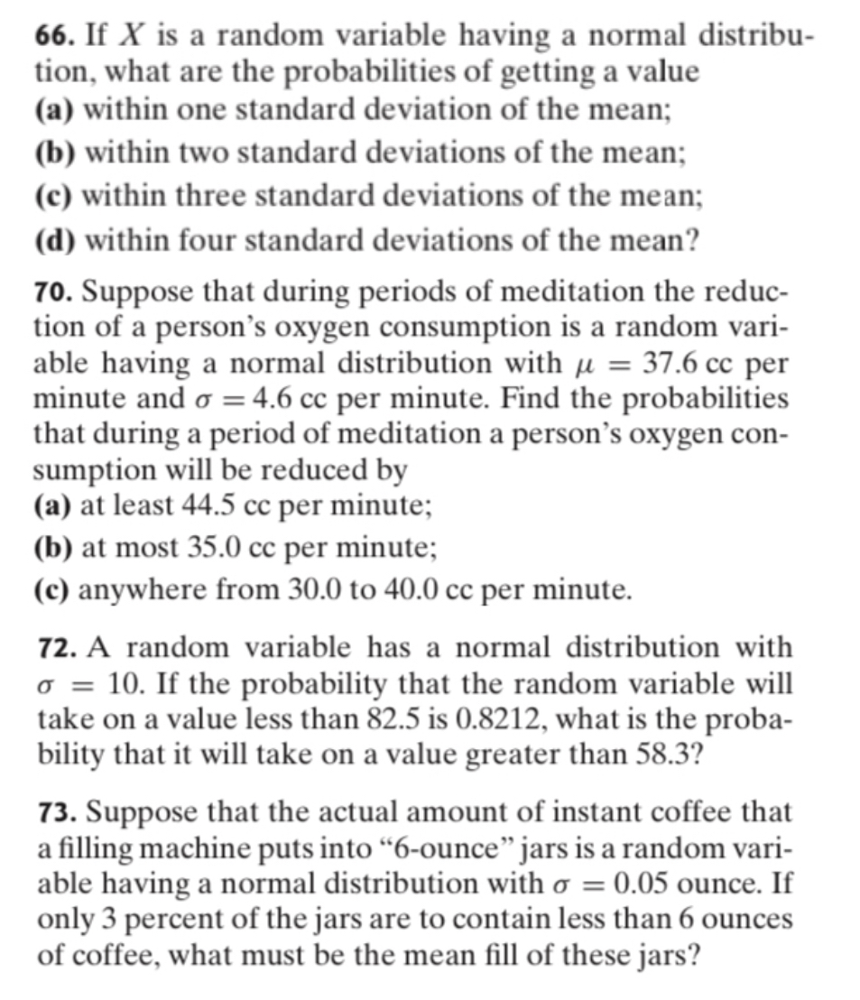 Solved If x ﻿is a random variable having a normal | Chegg.com