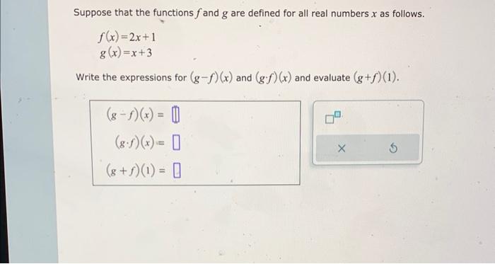Solved Suppose that the functions f and g are defined for | Chegg.com