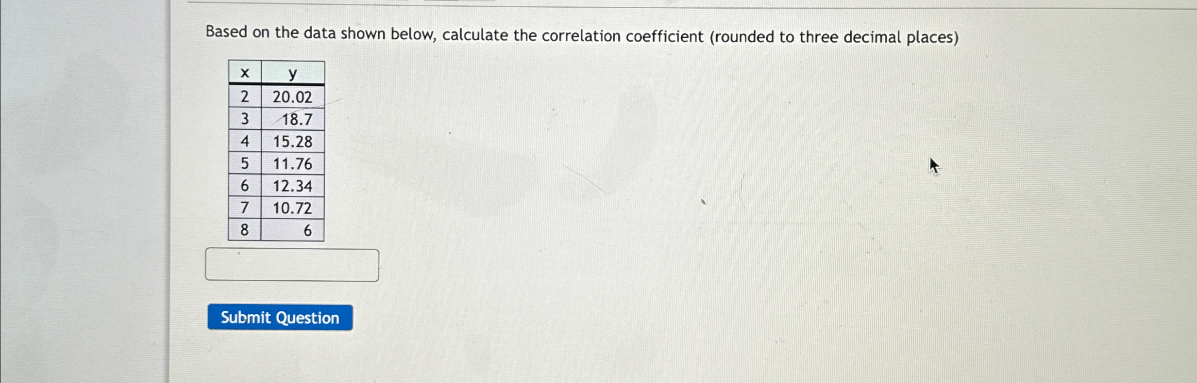 Solved Based on the data shown below, calculate the | Chegg.com