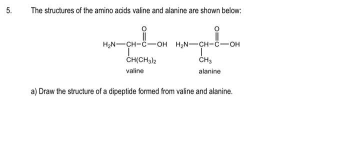 Solved The structures of the amino acids valine and alanine | Chegg.com