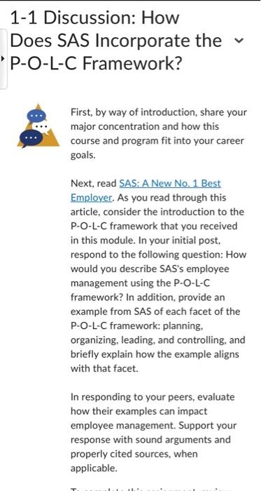 Solved 1-1 Discussion: How Does SAS Incorporate the P-O-L-C | Chegg.com