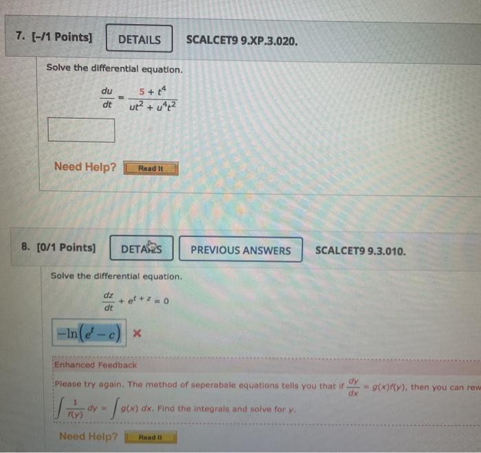 Solved 7. (-/1 Points] DETAILS SCALCET9 9.XP.3.020. Solve | Chegg.com
