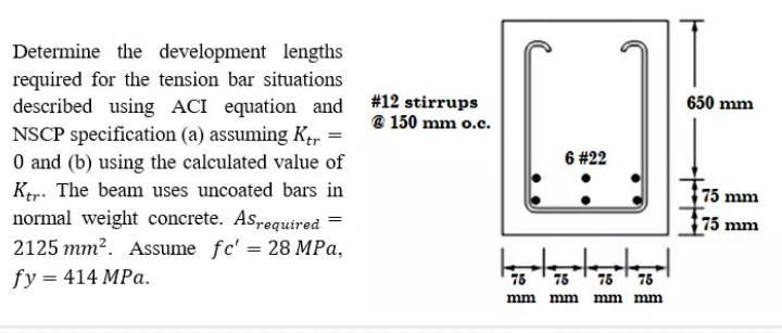 Solved ומרון 650 Determine the development lengths required | Chegg.com