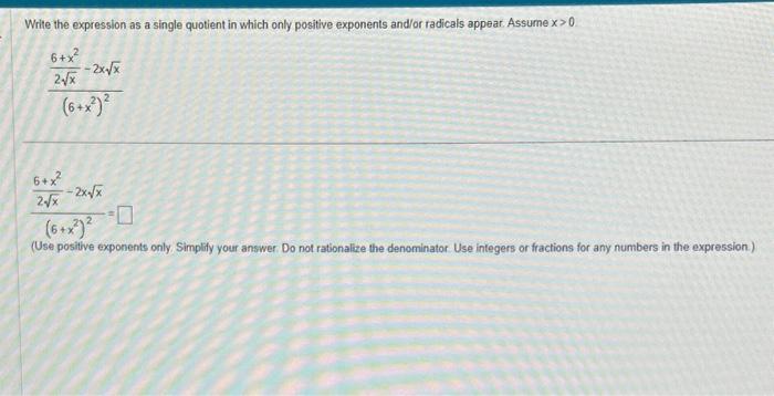 Solved Write the expression as a single quotient in which | Chegg.com