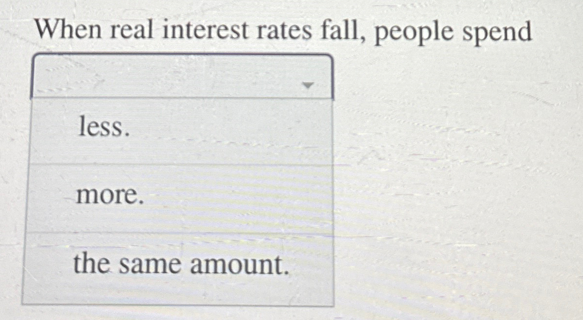 Solved When real interest rates fall, people | Chegg.com