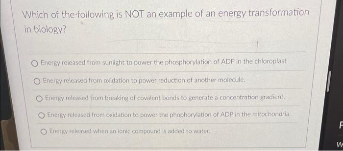 Solved Which of the following is NOT an example of an energy | Chegg.com