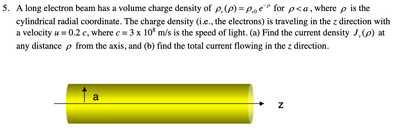 Solved A long electron beam has a volume charge density of | Chegg.com