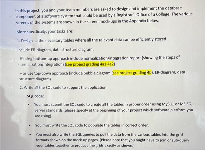 Solved In this project, you and your team members are asked | Chegg.com