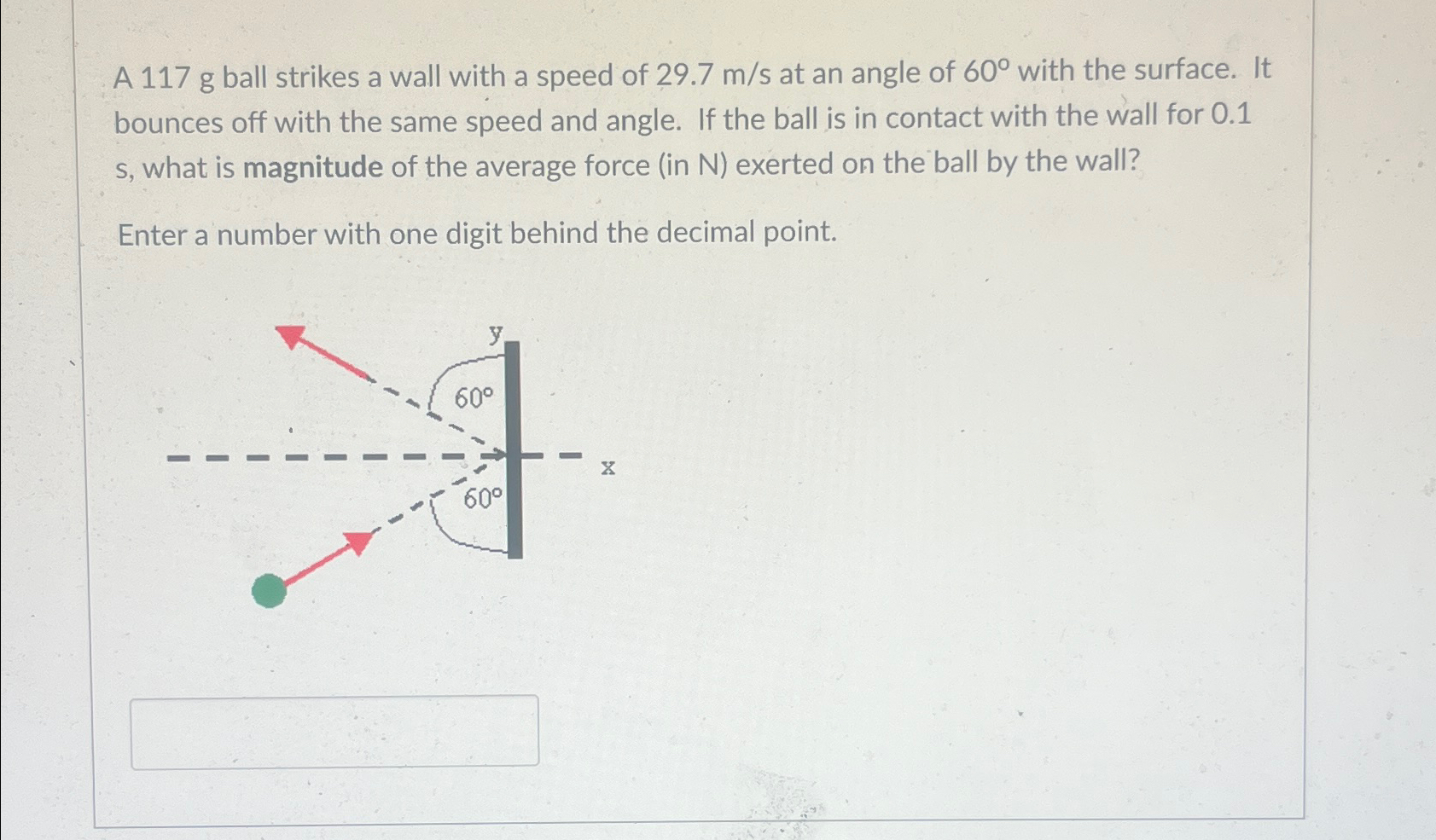 Solved A 117g ﻿ball strikes a wall with a speed of 29.7ms | Chegg.com