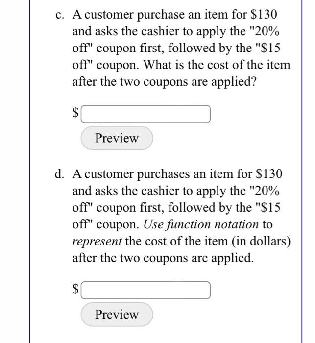 Solved A store has issued two different coupons for its | Chegg.com