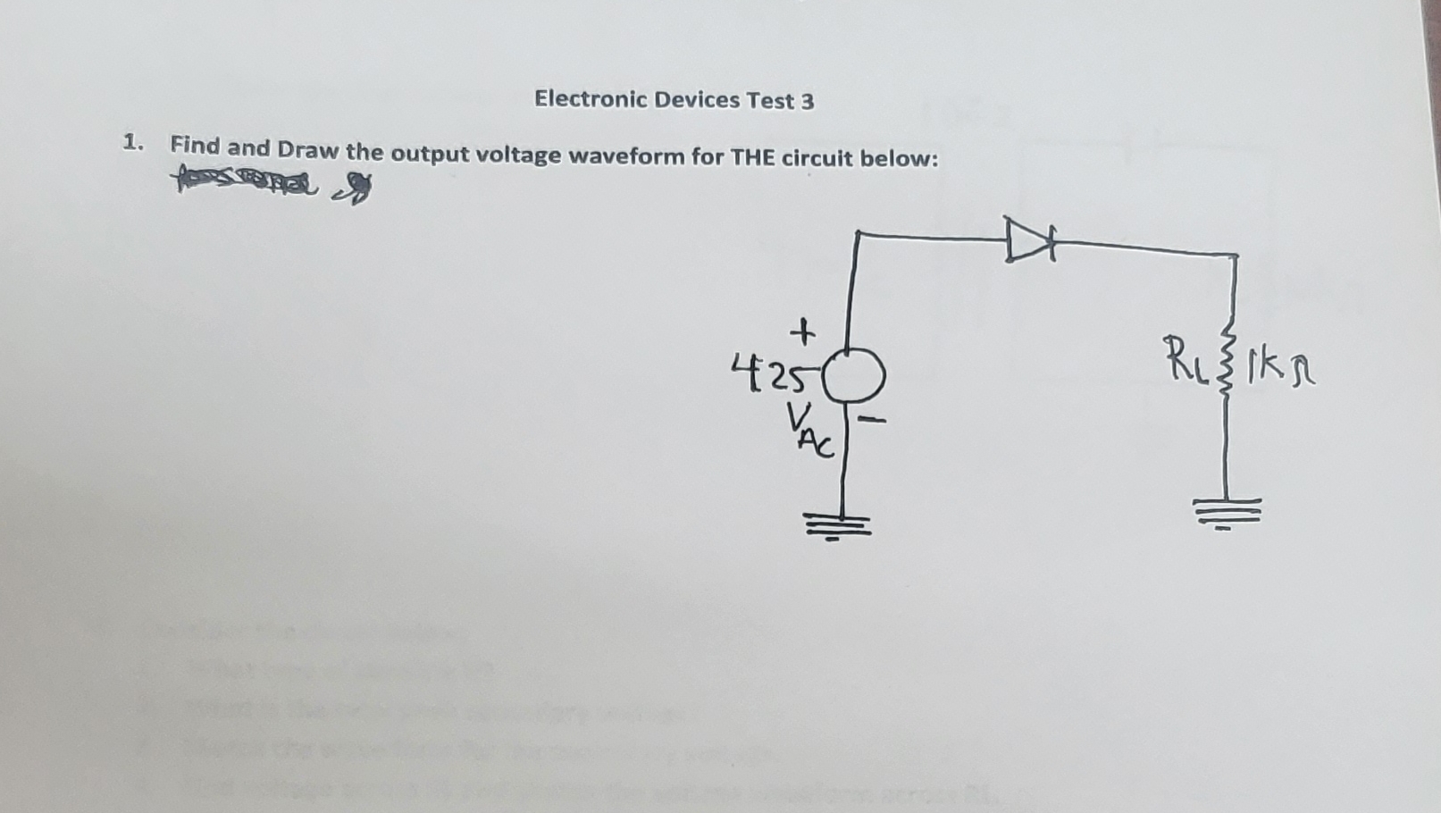 Solved Electronic Devices Test 3Find and Draw the output | Chegg.com