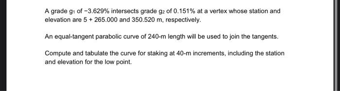 Solved show all caluclations including tangent offsets, | Chegg.com