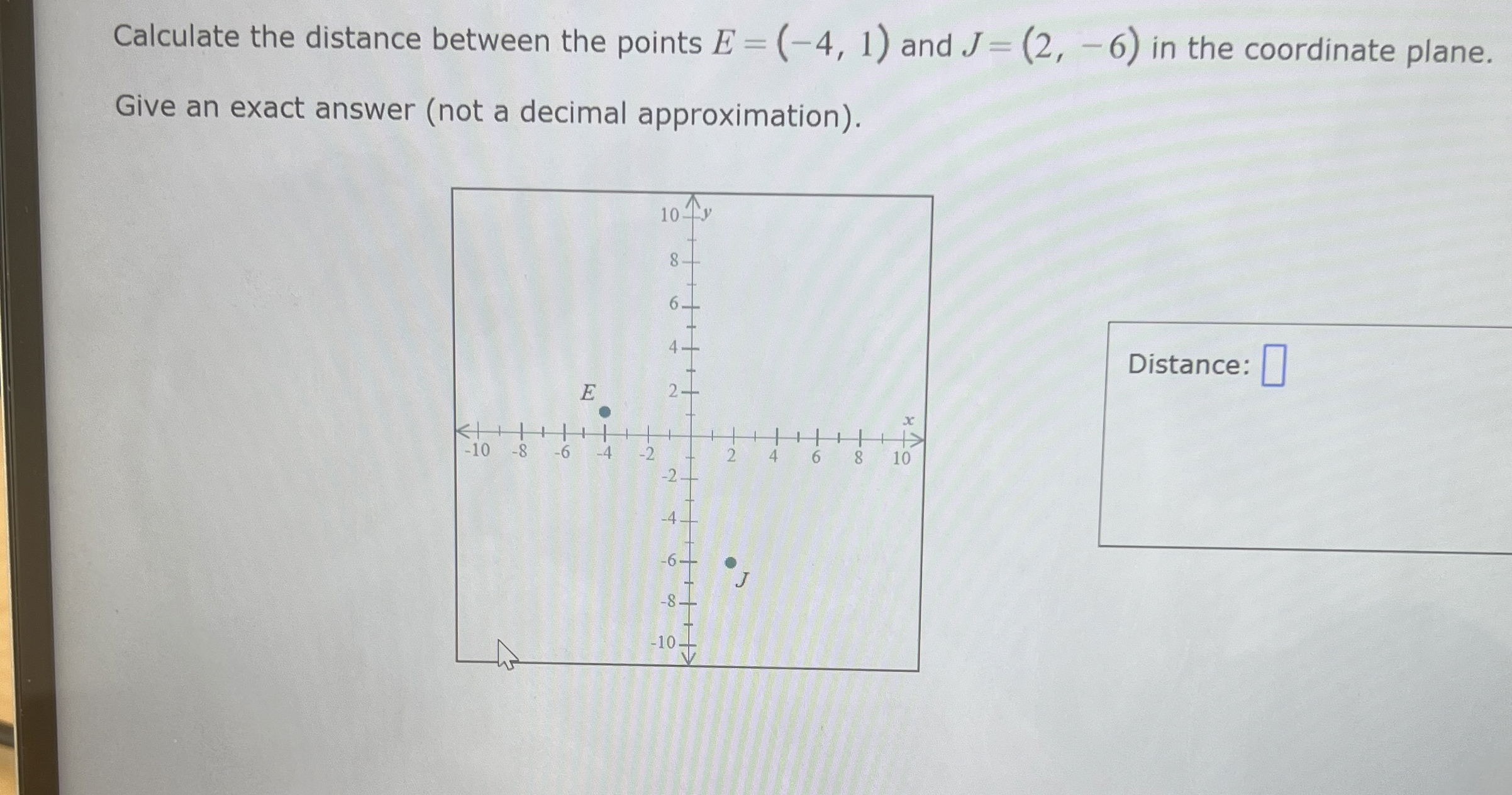 Solved Calculate the distance between the points E=(-4,1) | Chegg.com