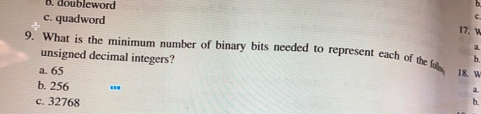 Solved 17 W B Doubleword C Quadword 9 What Is The 