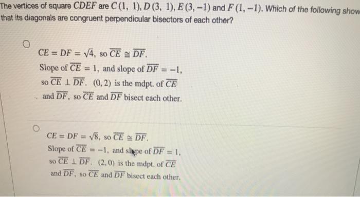 Solved The vertices of square CDEF are C(1, 1), D (3, 1), E | Chegg.com