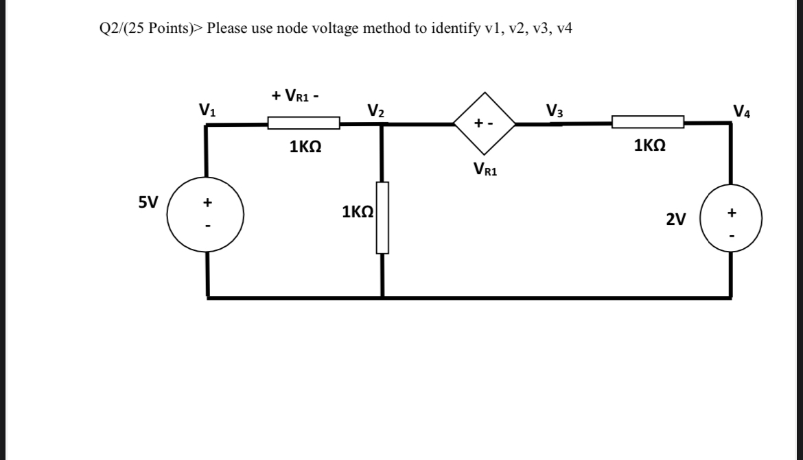 Solved Q2/(25 Points)> Please use node voltage method to | Chegg.com Solved Q2/(25 Points)> Please use node voltage method to | Chegg.com