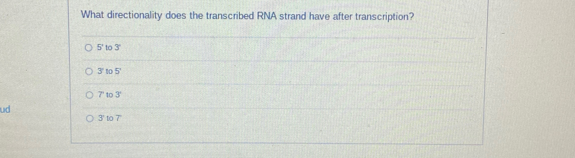 Solved What directionality does the transcribed RNA strand | Chegg.com