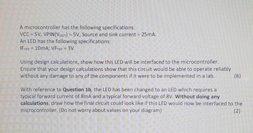 Solved A microcontroller has the following specifications: | Chegg.com