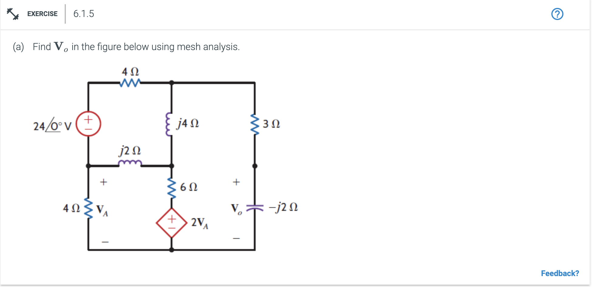 Solved EXERCISE6.1.5(a) ﻿Find Vo ﻿in the figure below using | Chegg.com