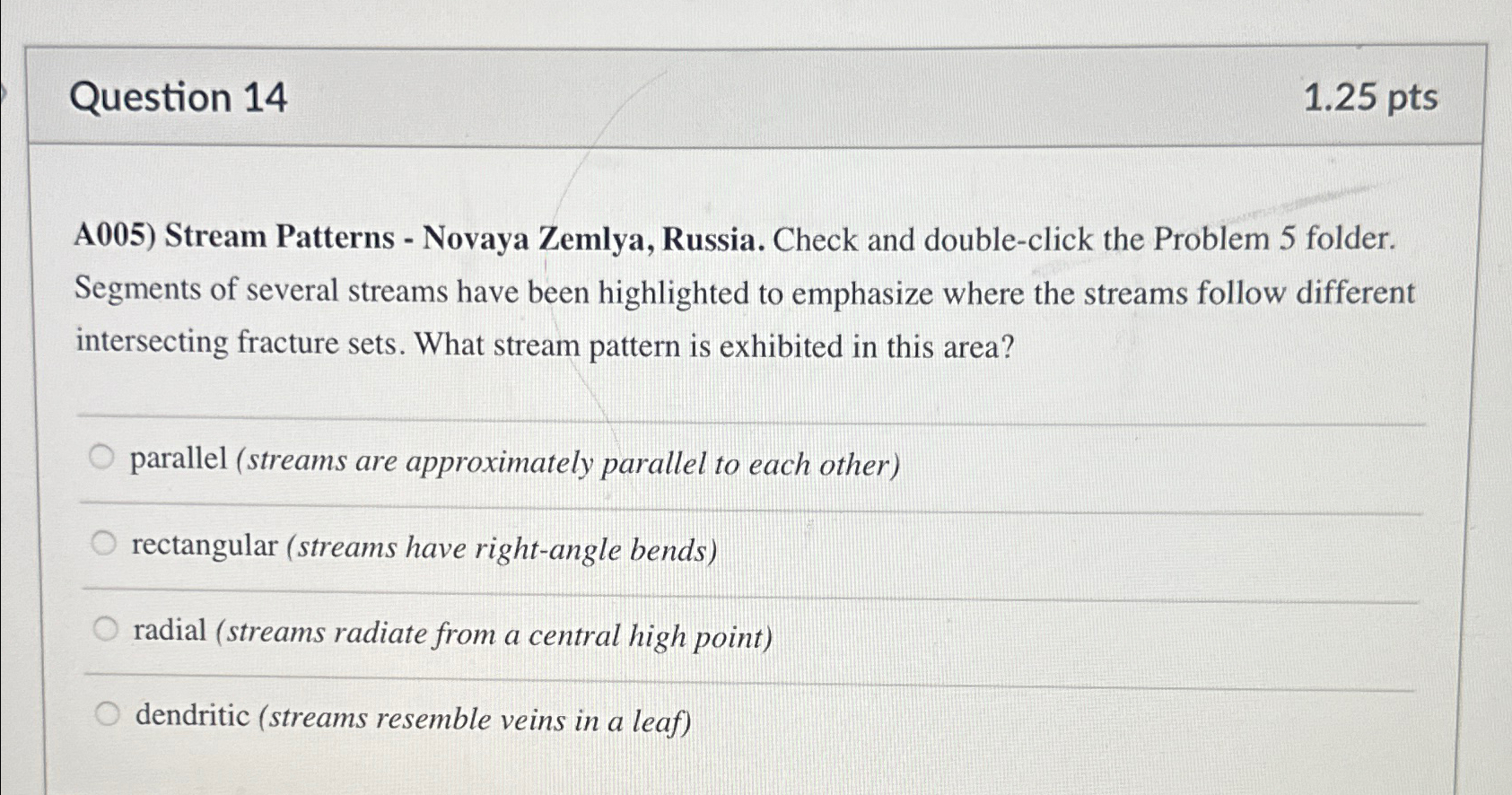 Solved Question 141.25ptsA005) ﻿Stream Patterns - ﻿Novaya | Chegg.com