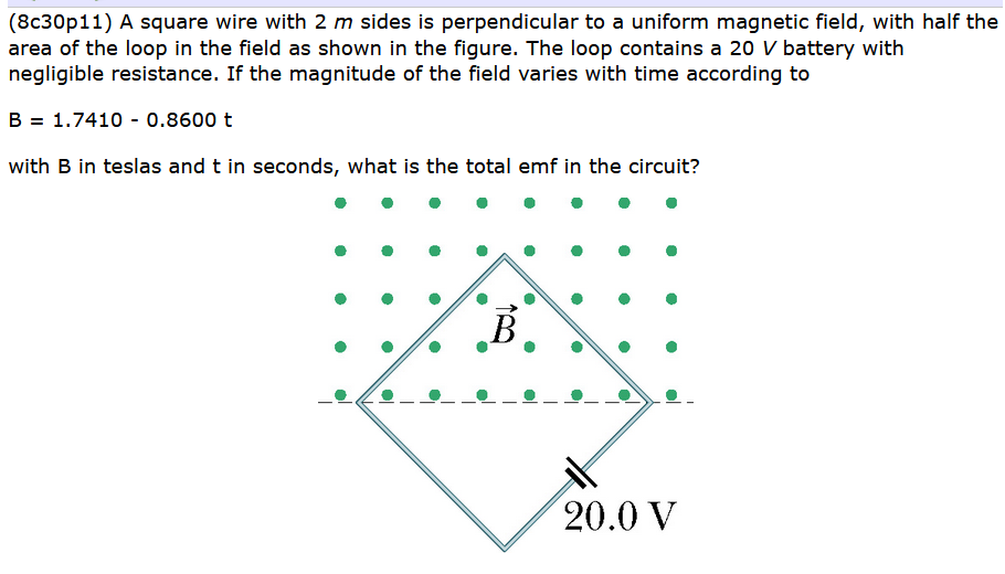 Solved (8c30p11) ﻿A square wire with 2m ﻿sides is | Chegg.com