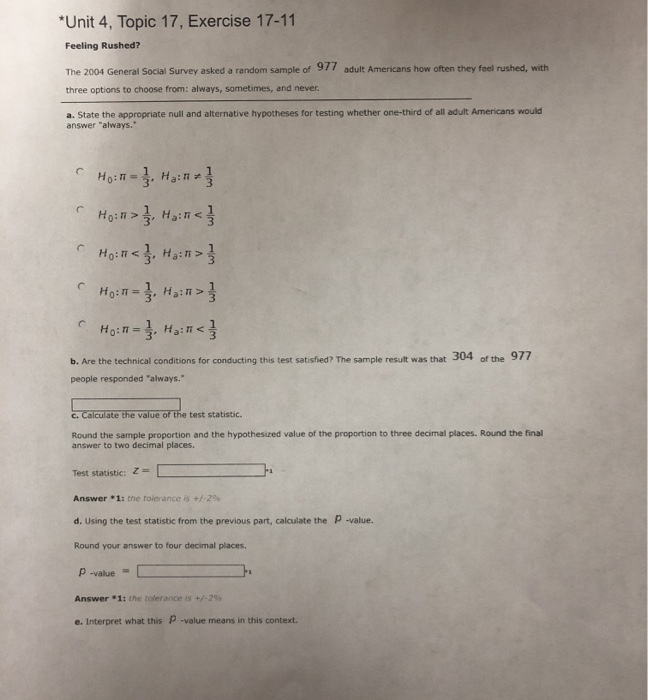 Solved *Unit 4, Topic 17, Exercise 17-11 Feeling Rushed? The | Chegg.com