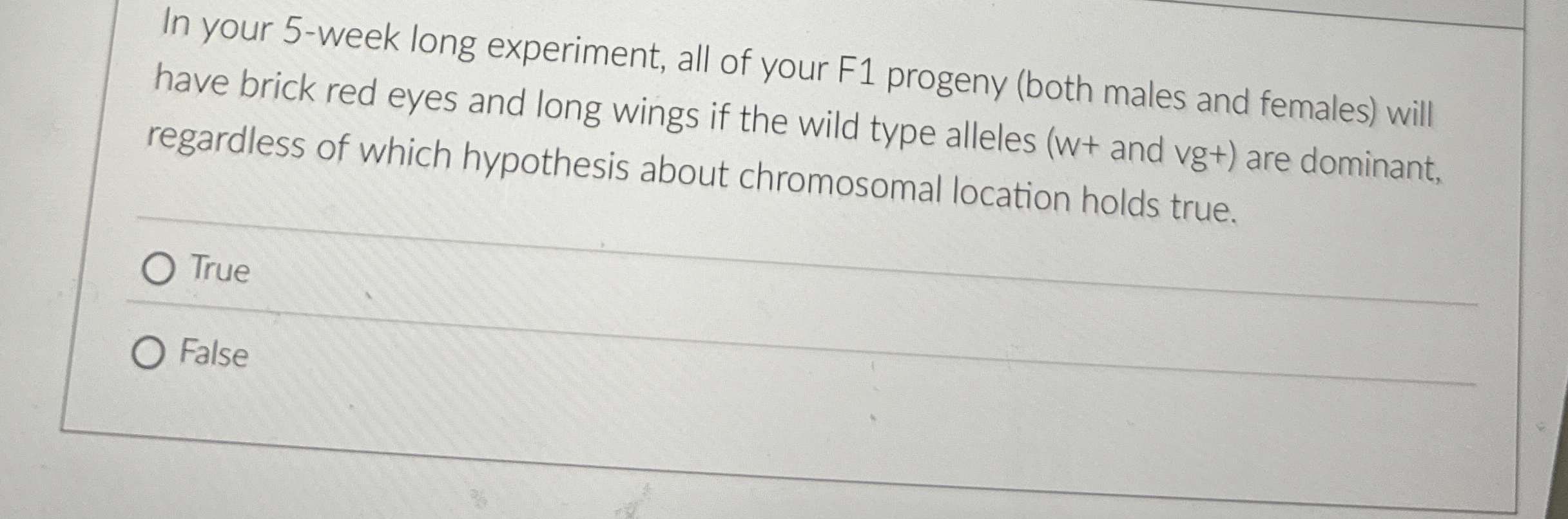 Solved In your 5-week long experiment, all of your F1 | Chegg.com