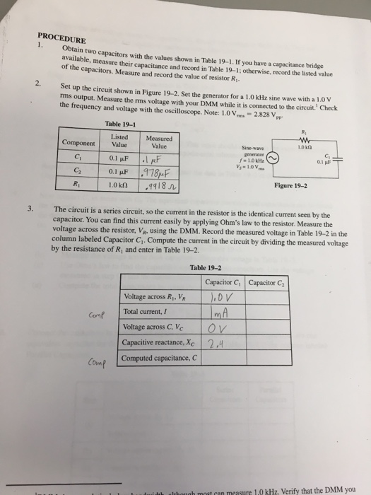 Solved build circuit in 19-2 and fill in table (correct if | Chegg.com