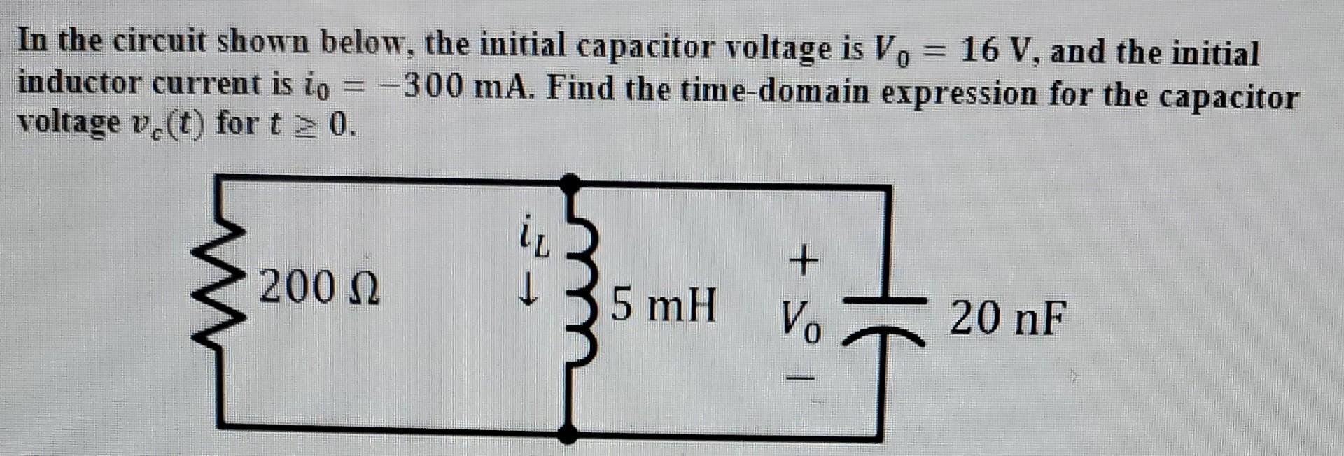 Solved In the circuit shown below, the initial capacitor | Chegg.com