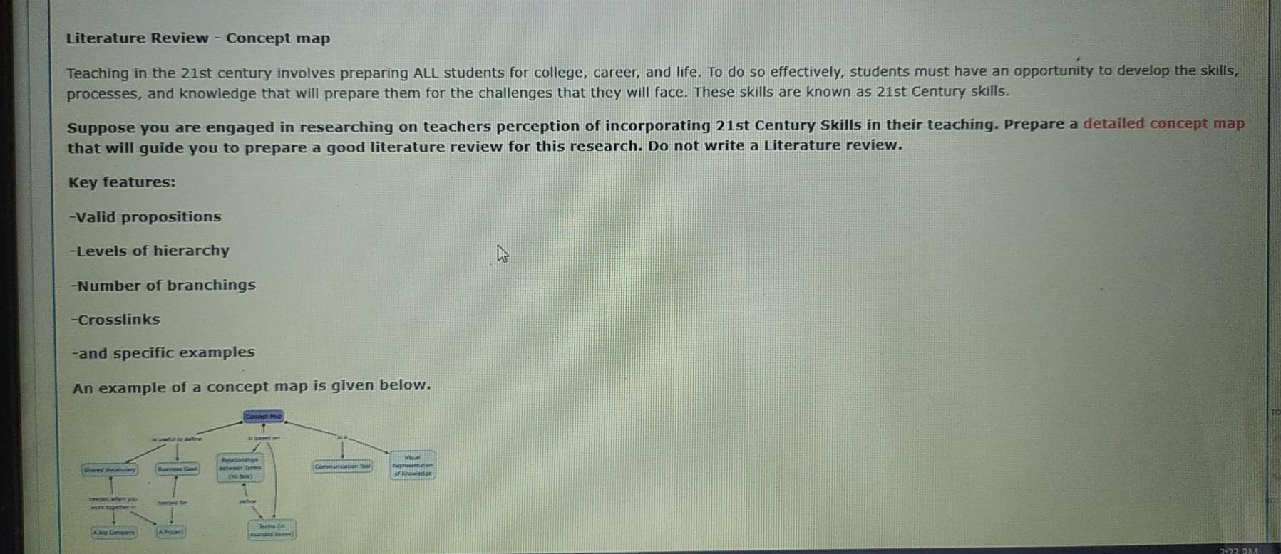 Literature Review - Concept map Teaching in the 21st | Chegg.com