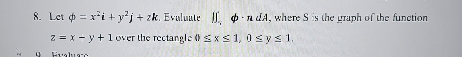 Solved Let φ=x2i+y2j+zk. ﻿Evaluate ∬Sφ*ndA, ﻿where S ﻿is the | Chegg.com