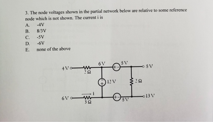 Solved 3. The node voltages shown in the partial network | Chegg.com