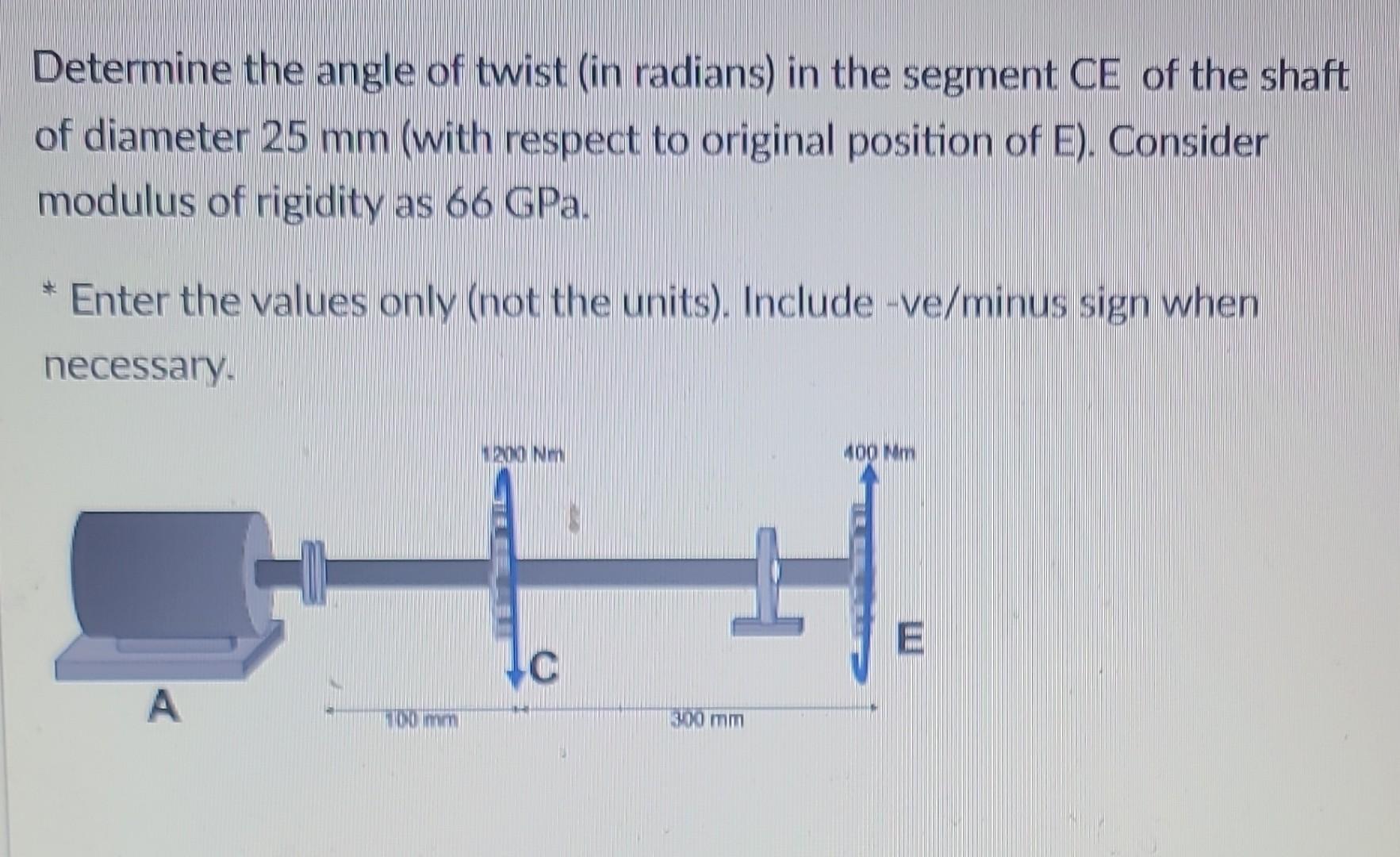 Solved Determine the angle of twist (in radians) in the | Chegg.com