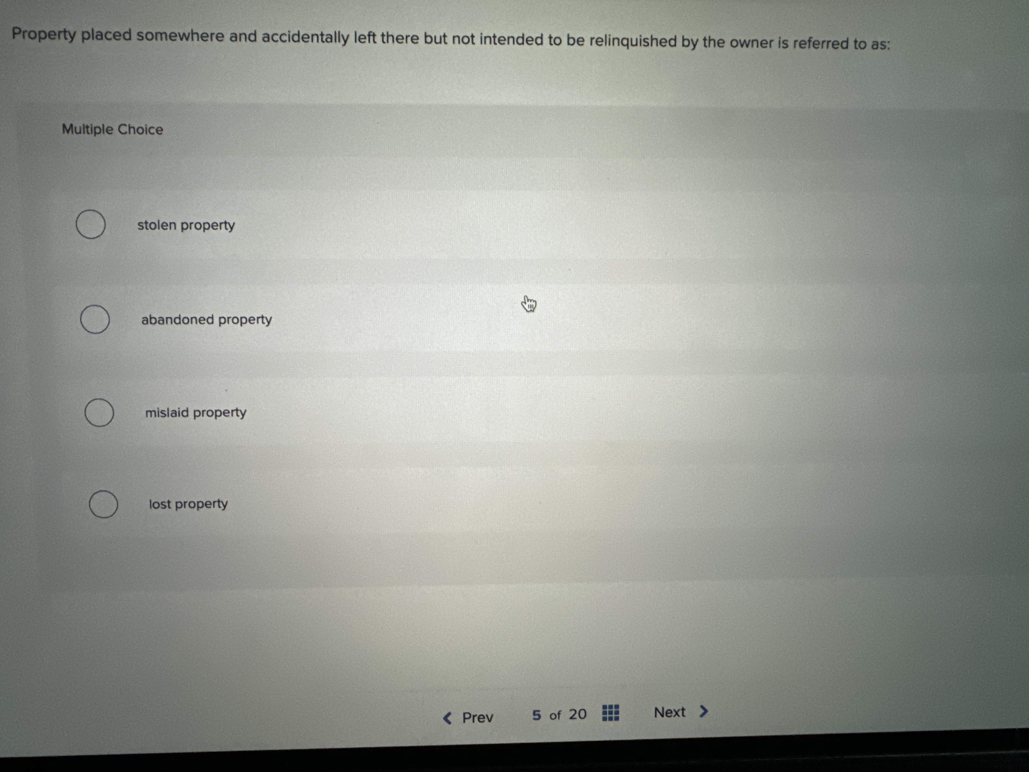 Solved Property placed somewhere and accidentally left there | Chegg.com